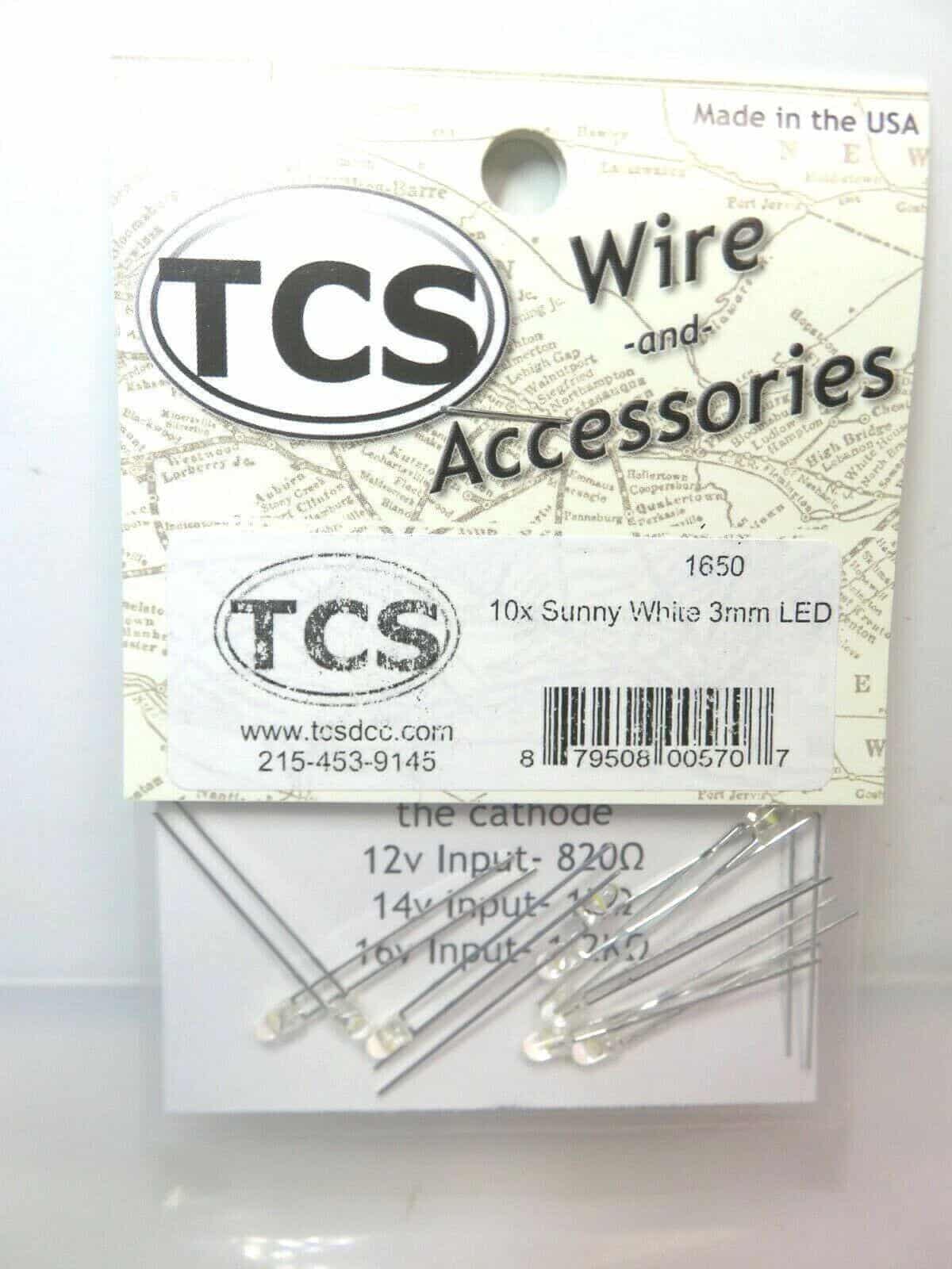 TCS Train Control Systems Sunny White 3MM LED's Package of 10 - Brass Trains for Sale, HO Scale ...