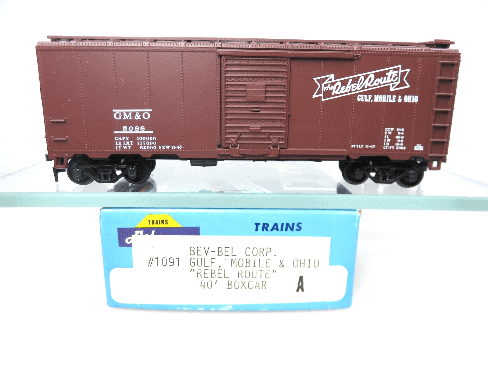 Bev-Bel Athearn HO Scale 40' Boxcar Gulf Mobile & Ohio Rebel Route ...