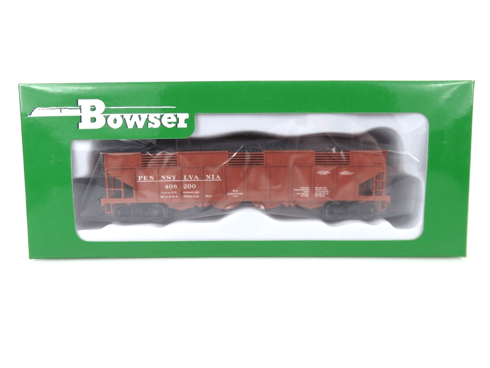 Bowser 43046 HO Scale H22 4-Bay Hopper PRR Pennsylvania Early Lettering #408200 - Brass Trains ...