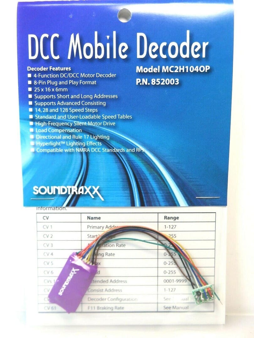 SoundTraxx 852003 MC2H104OP DCC Mobile Decoder, OmniPlug - Brass Trains ...